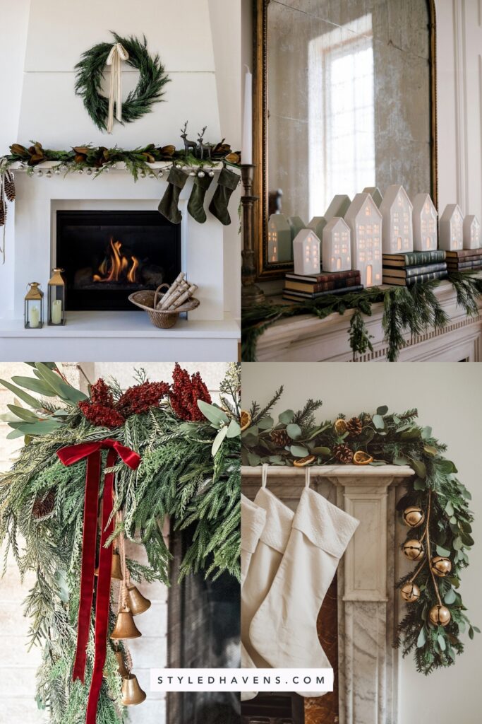 19+ Classy Christmas Mantle Decor Ideas - rustic, simple & elegant